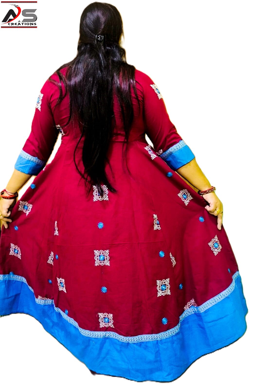 Pure Sambalpuri Handloom Cotton Dori Style Gown – Dark Blue & Brown ...
